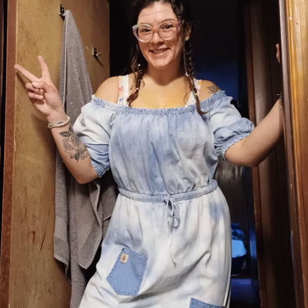 Upcycled Long Flowy Denim and Fabric Jacket- Small - Etsy