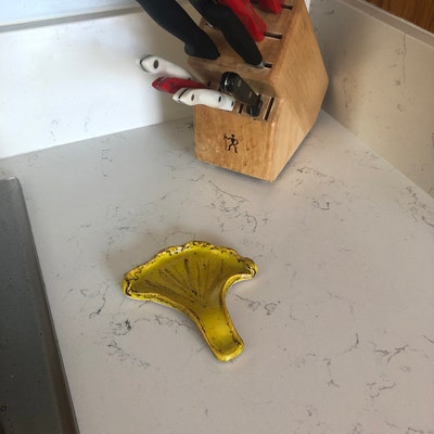 Ceramic Chanterelle Mushroom Spoon Rest Handmade Kitchen Yellow Spoon ...