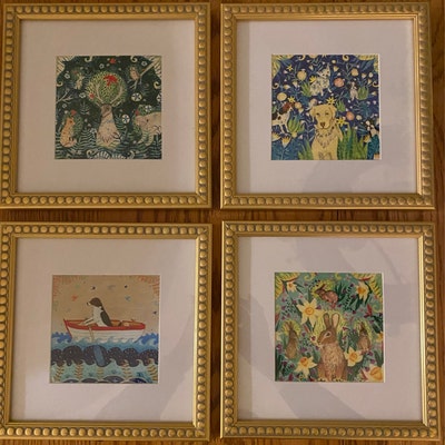 White Cat Art Card, Red Floral Cat Card, 5x5 Blank Greeting Card ...