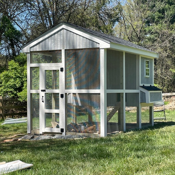 8x16 Chicken Coop Plans DIY Walk in Chicken Run for 20 Chickens - Etsy
