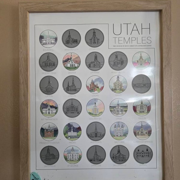 Utah LDS Temple Scratch off Print | Watercolor Bucket List | Gifts for ...