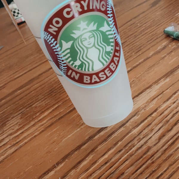 No Crying in Baseball Starbucks Reusable Cup - Etsy