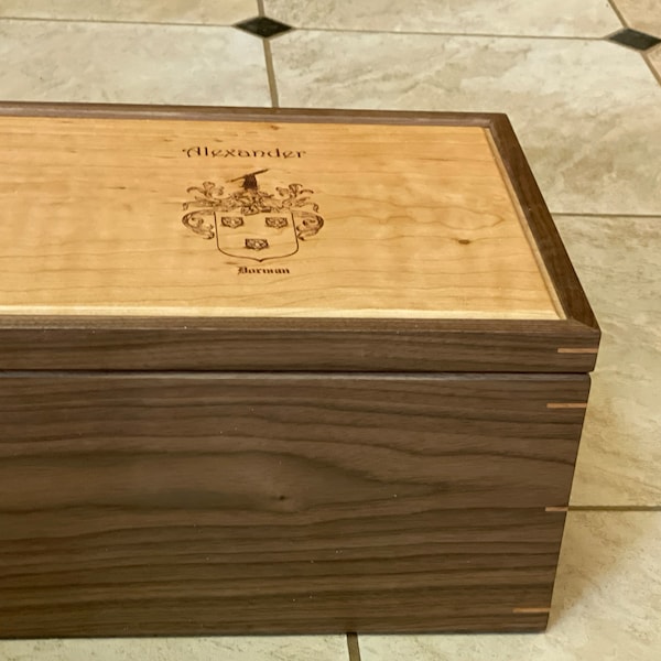 Extra Large Keepsake Memory Box, Personalized Walnut and Cherry Wood ...
