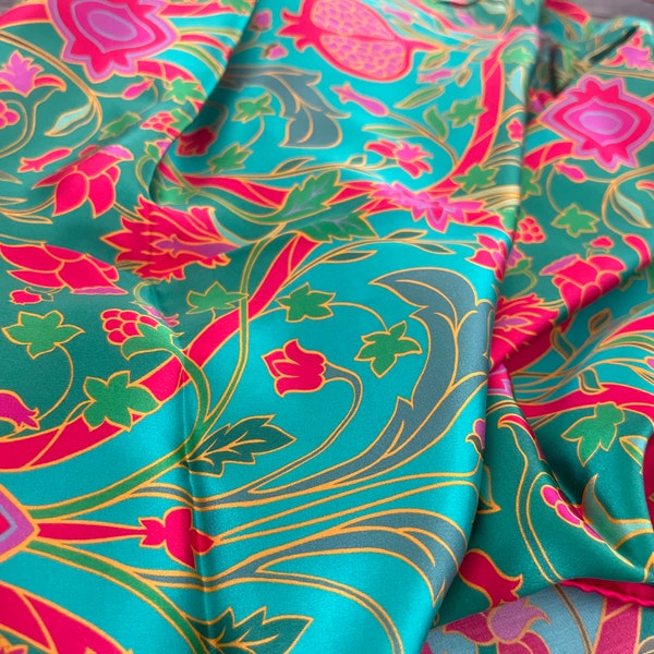 Turquoise Renaissance. Pomegranate Ornaments. Real Silk Scarf ...
