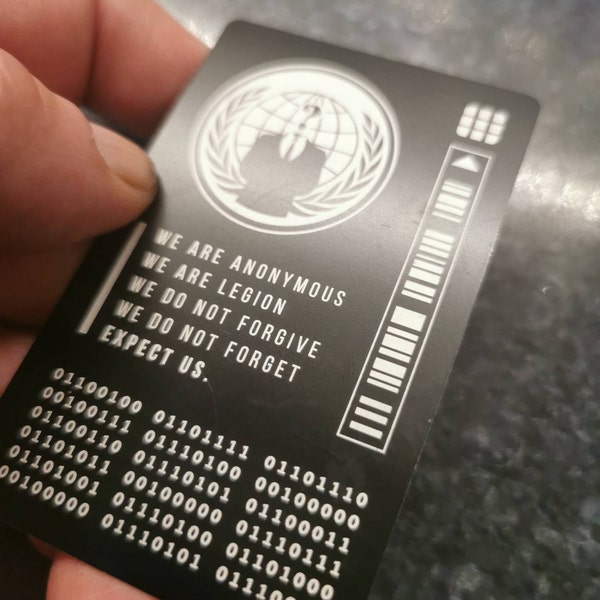 Anonymous Hacker ID Card: Laser Engraved Aluminum, Customisable - Etsy UK
