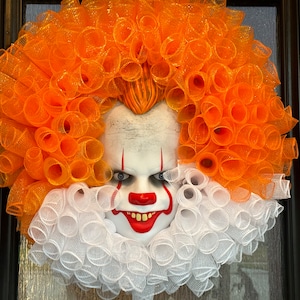 IT Pennywise Scary Clown Deco Mesh Halloween Spooky Wreath - Etsy