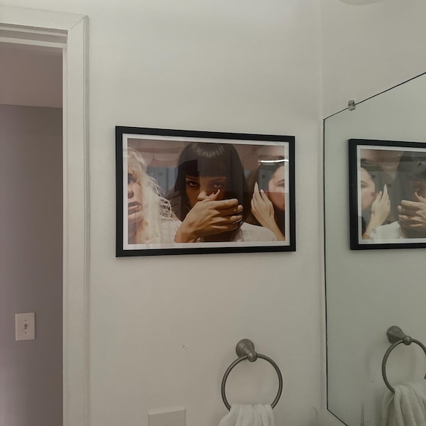 Funny Bathroom Art Wall Decor Lady Painting Vintage Midcentury Style ...