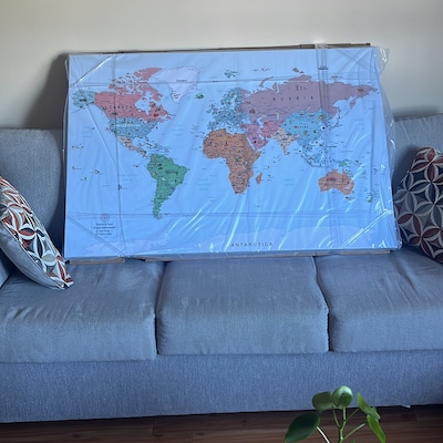 World Map Canvas and Poster. A Personalized Travel Map Perfect for Push ...