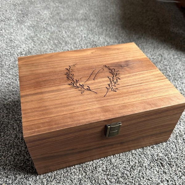 Personalized Walnut Keepsake Box, Wedding Memory Box, Jewelry Photo Box ...