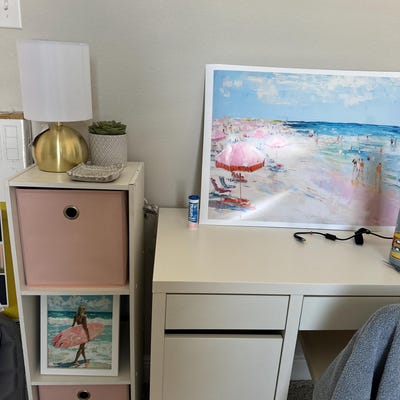 Surfer Girl Preppy Printable Wall Art, Trendy Pink Surfboard Wall Art ...