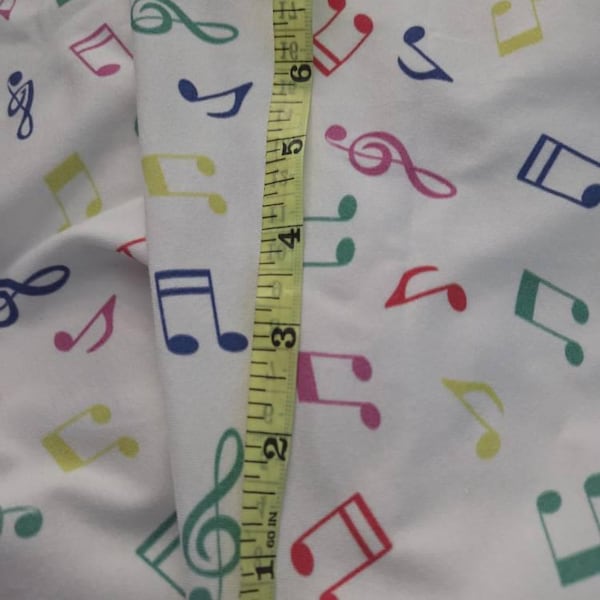 Rainbow Music Symbols Fabric - Musical Notes on White by Emma Heeson ...