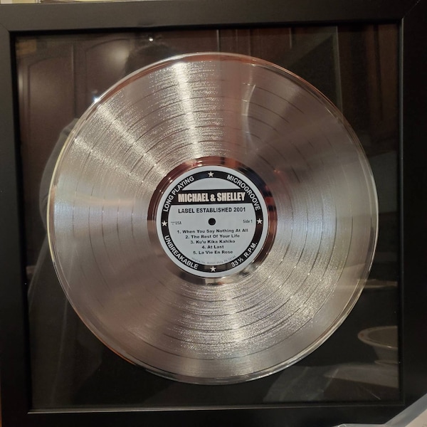 PERSONALIZED Authentic Framed Platinum Vinyl Record With Customized ...