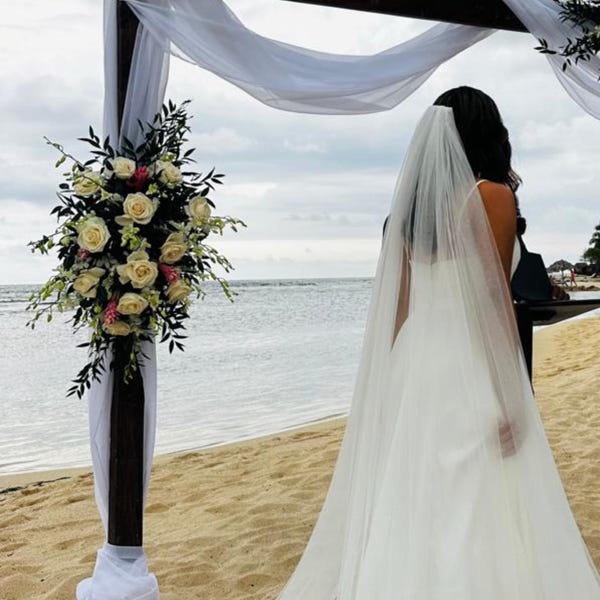 New Elegant Wild Flowers Veil, Bridal Veil With Wild Flower Lace, Veil ...