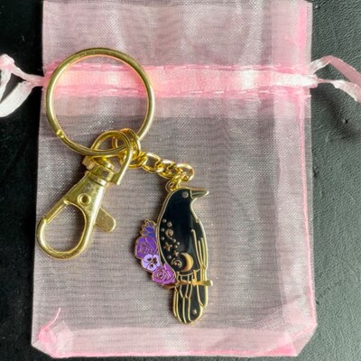 Crow Keychain Bird Keychain Cute Keychain Bird Lover Witch Keychain ...