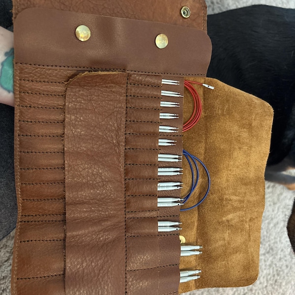 Black Leather Needle Book, Needle Storage in Leather and Felt, Case for ...