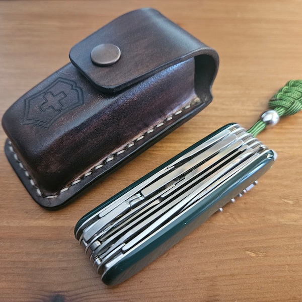 Swiss Army Knife Sheath Handmade Genuine Leather Victorinox Swiss Champ ...