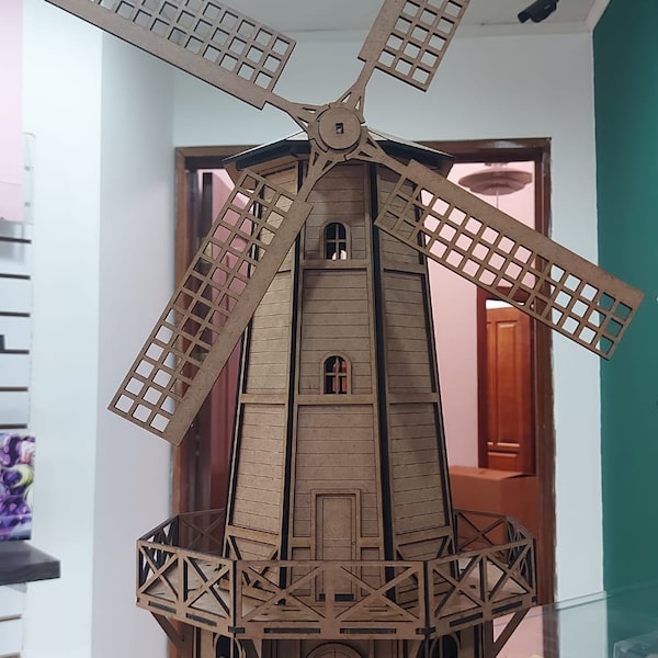 3D Windmill Laser Cut File: Wooden Model Kit (digital Download) - Etsy