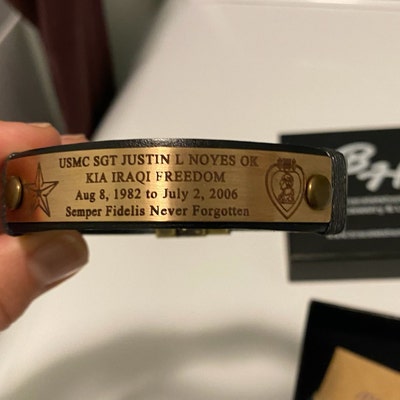 Custom Military Memorial Leather Bracelet, Army Remembrance KIA ...