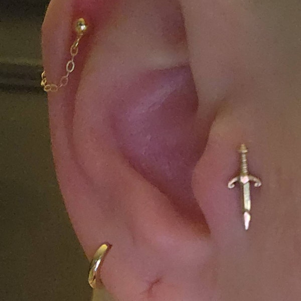 10 Karat Gold Dagger on a Custom Jewelry Post. Perfect for Helix ...