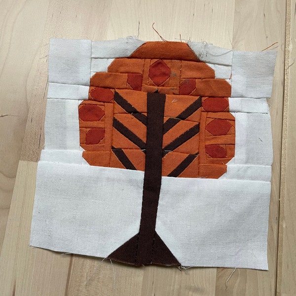 Autumn Tree Fall Leaves Thanksgiving Harvest Quilt Block PDF Pattern ...