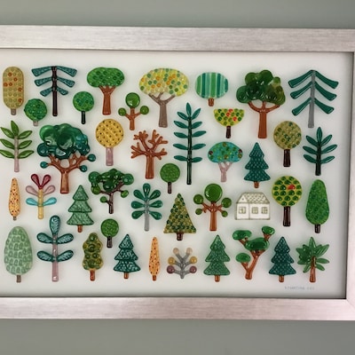 House in the Forest. Art Glass. Fused Glass Panel. Unique Art Glass ...