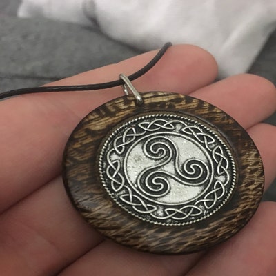 Triskelion Symbol Pendant in Burnt Oak, Celtic Triskelion Jewelry ...