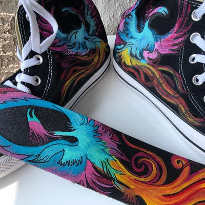 Custom Sneakers Hand Painted Converse Hi Tops Violet to Lavender Ombre ...