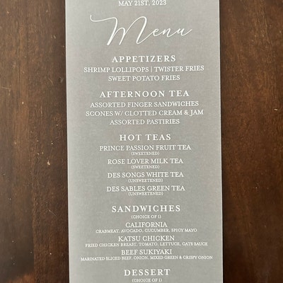 Vellum Wedding Dinner Menu Cards Printed Colored Ink Vellum Menus ...