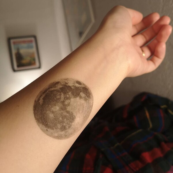 Full Moon Temporary Tattoo | Moon Tattoo | Small Temporary Tattoo ...