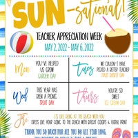 Beach Teacher Appreciation Week Itinerary, Tropical Hawaii You Are Sun ...