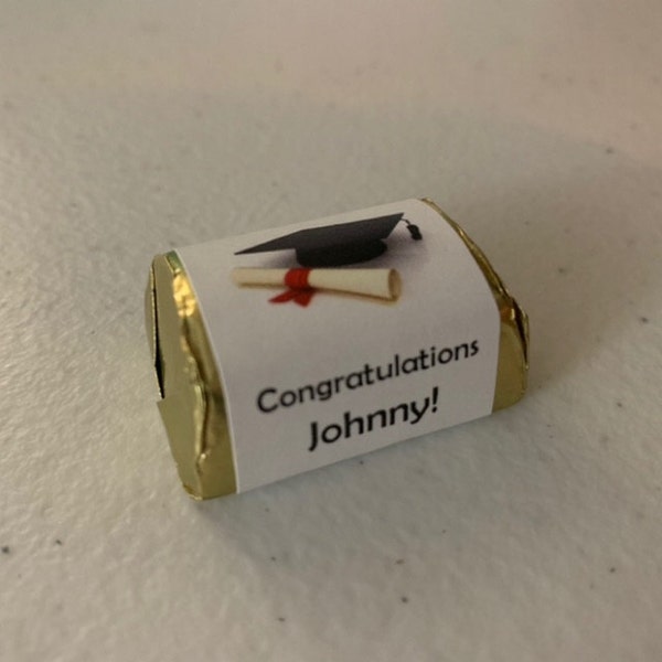 120 GRADUATION THEMED Personalized Candy Wrappers, Adhesive Stickers ...