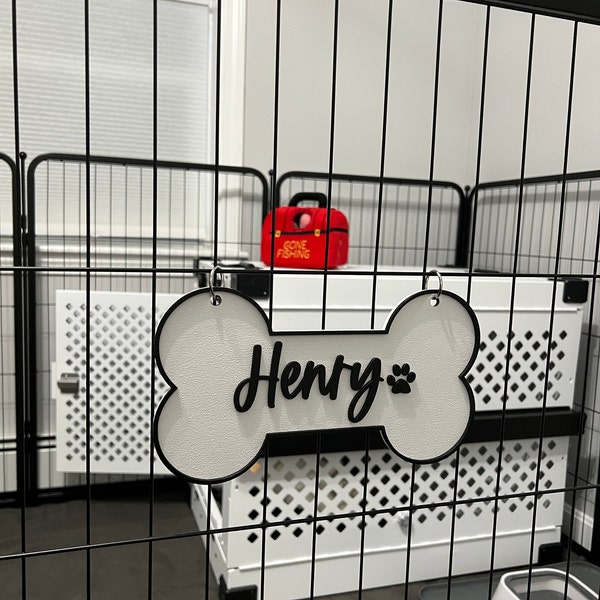 Custom Crate Sign - Dog Name Sign - Dog Decor - Kennel Sign - Leash ...