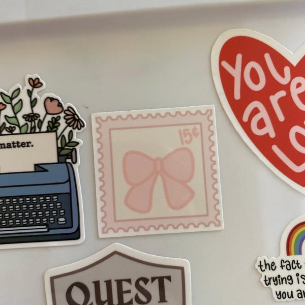 Coquette Bow Stamp Waterproof Sticker | Laptop Sticker | Waterbottle ...