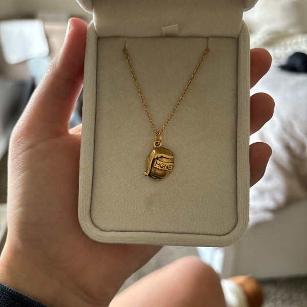 Gold Honey Pot Necklace - Antique Gold Pewter Honey Pot Charm on a ...