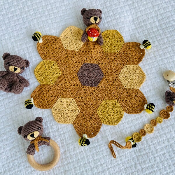 CROCHET PATTERN BUNDLE Ted the Bear Crochet Baby Shower Gift Set of ...