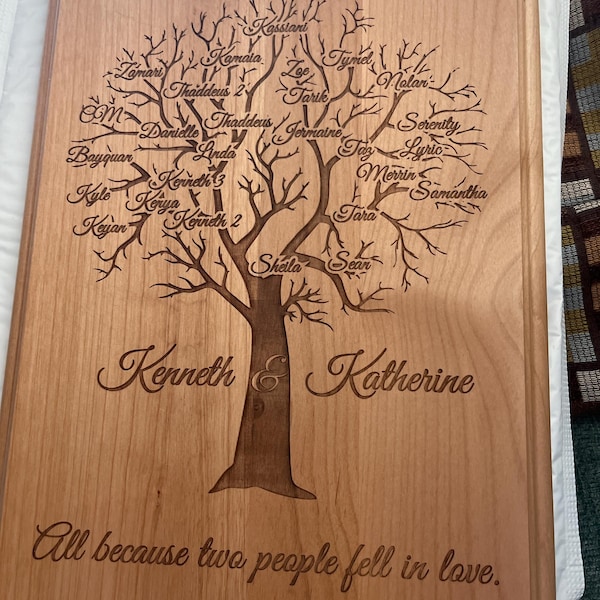 Engraved Family Tree on Solid Wood - Etsy