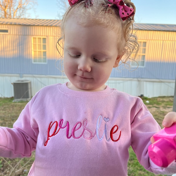 Girls Embroidered Monogrammed Sweatshirt, Personalized Sweatshirt for ...