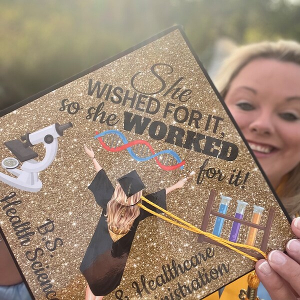 Graduation Cap Topper/gold/ Biology - Etsy