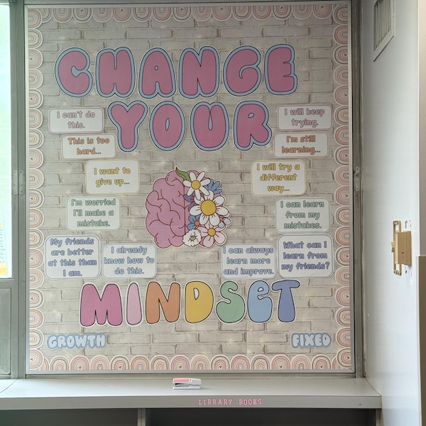Change Your Mindset Bulletin Board, Growth Mindset, Pastel Classroom ...