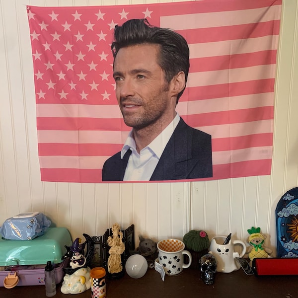 Hugh Jackman Pink Wall Tapestry American Flag - Etsy