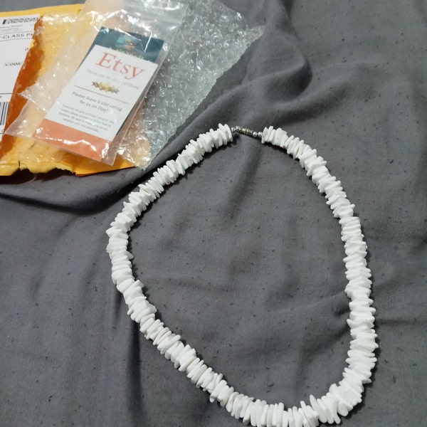 White Puka Shell Necklace Handmade White Necklace - Puka Necklace ...