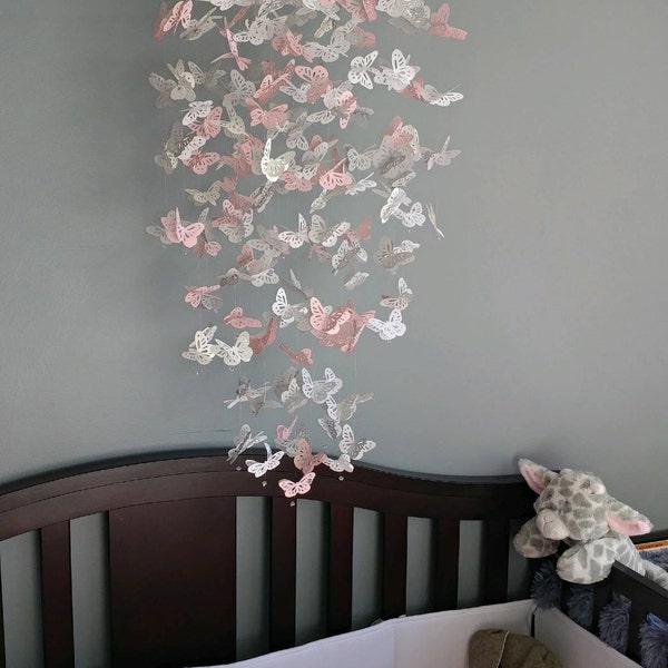 Pink Butterfly Mobile/nursery Mobile/baby Girl Mobile/crib Mobile/girl ...