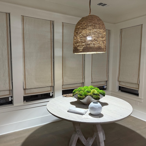 Cream Linen Roman Shades, Drawstring System, Blackout or White Lining ...
