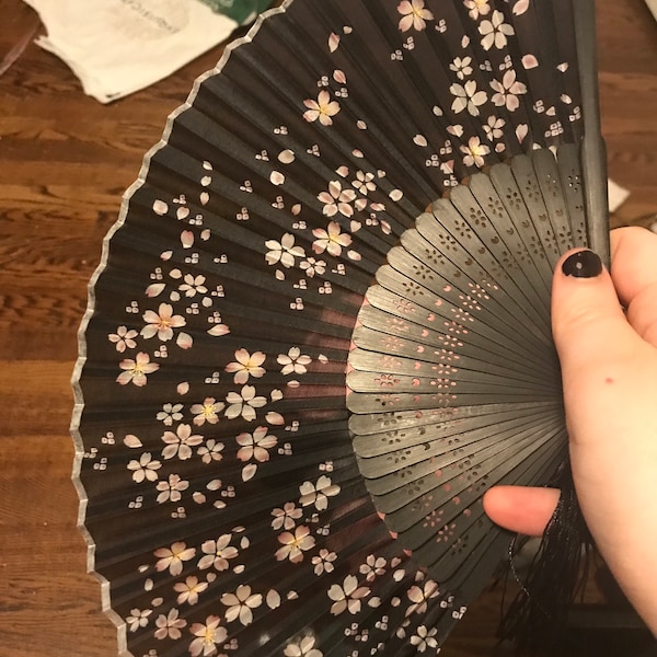 Japanese Silk Hand Fan With Sleeve mount Fuji,handheld Folding Fan ...