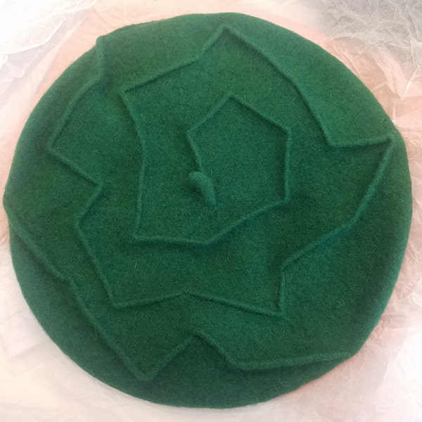 Mustard Yellow Wool Felt Leaf Decoration Beret French Style Berets for ...