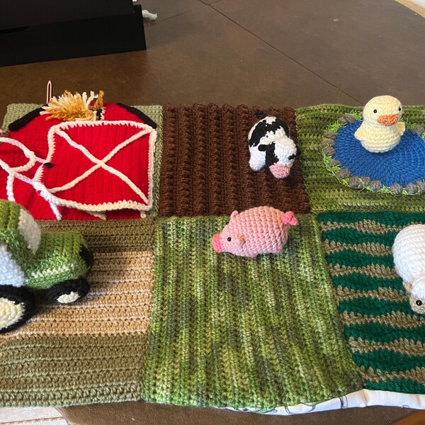Crochet Farm 3-in-1 Bundle, Farm Mat, Animals, and Tractor DIGITAL ...