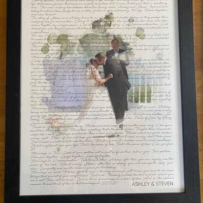 Custom Lyric Art Vows Personalized Gift 1 Year Anniversary Gift For