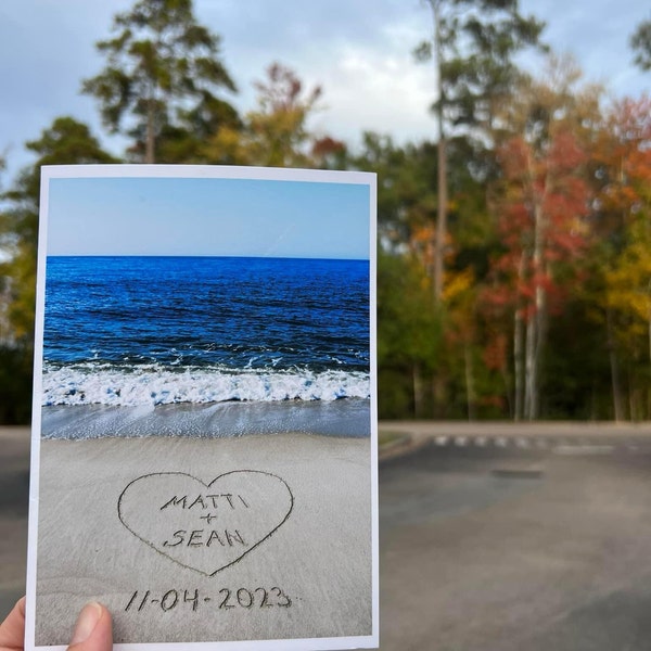 Personalized Beach Card, Custom Wedding Card, Beach Stationary, Names ...