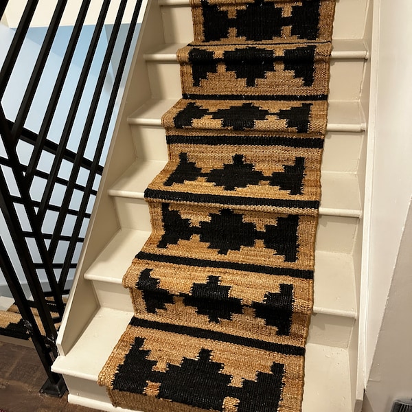 2x22 Ft Black Plus Hemp Stairs Jute Runner,boho Home Decor Stairs ...