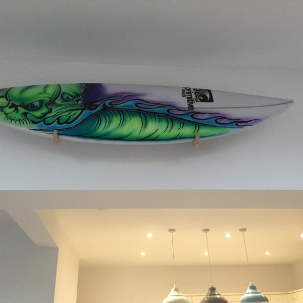 Surfboard Rack. Single Board Wall Display. Handcrafted Out of Natural ...